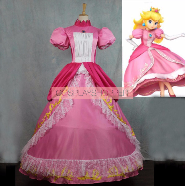 Super Mario Princess Peach Dress Cosplay Costume for Sale